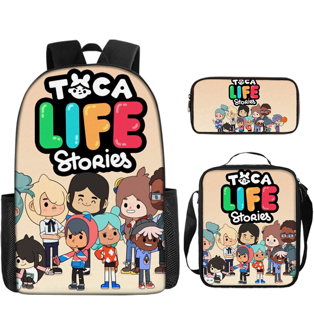 Toca Life World Toca Life World школьный рюкзак с мультяшной анимацией, рюкзак с принтом, набор из трех предметов