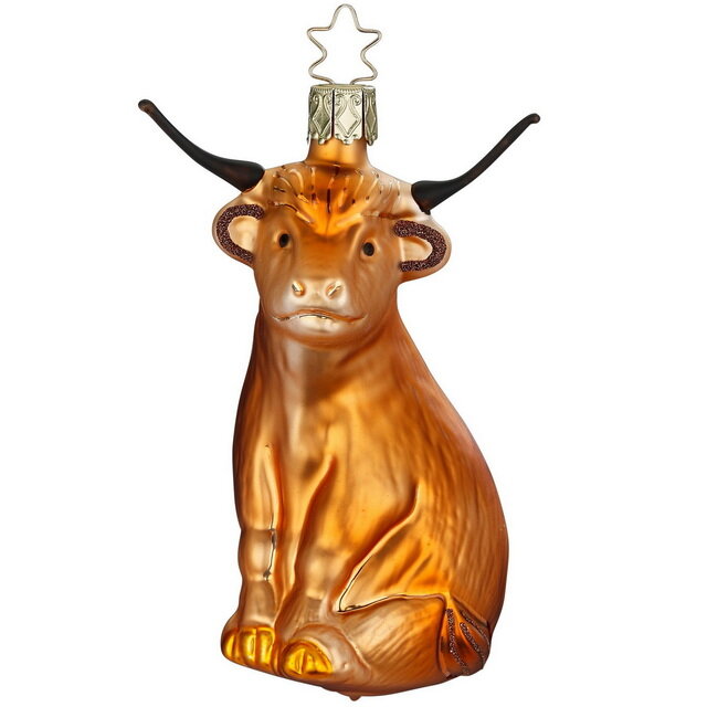 Стеклянная елочная игрушка Бык Буффало 11 см, Inge Glas (Инге Глас), 10040S025