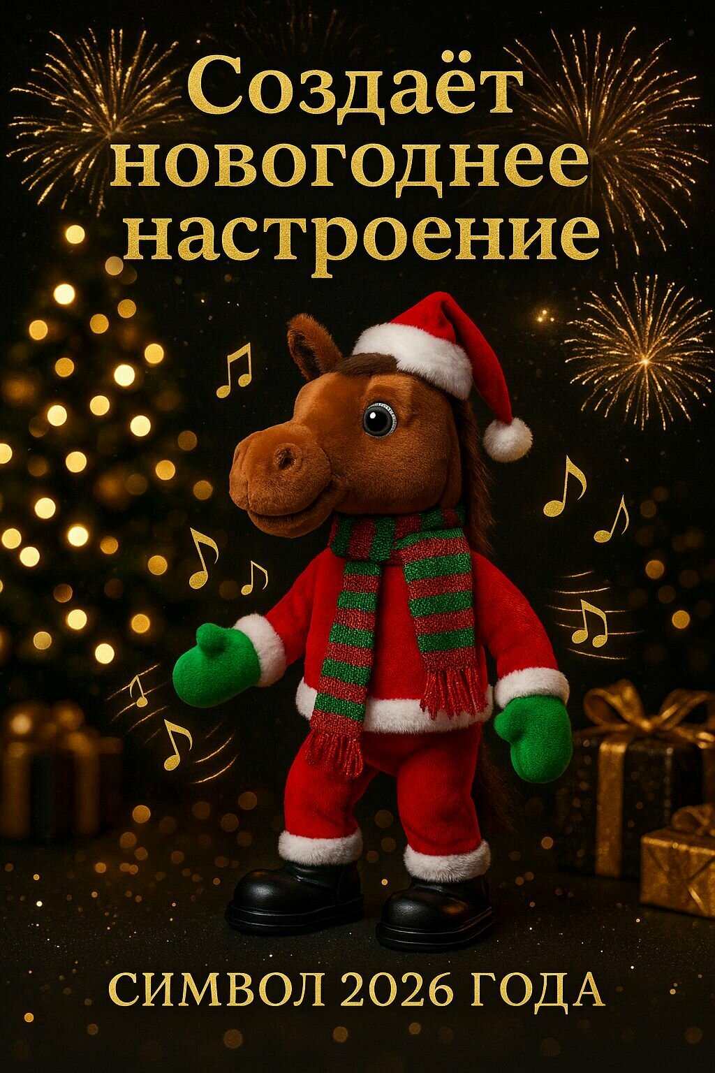 Музыкальная лошадка под ёлку, символ наступающего года