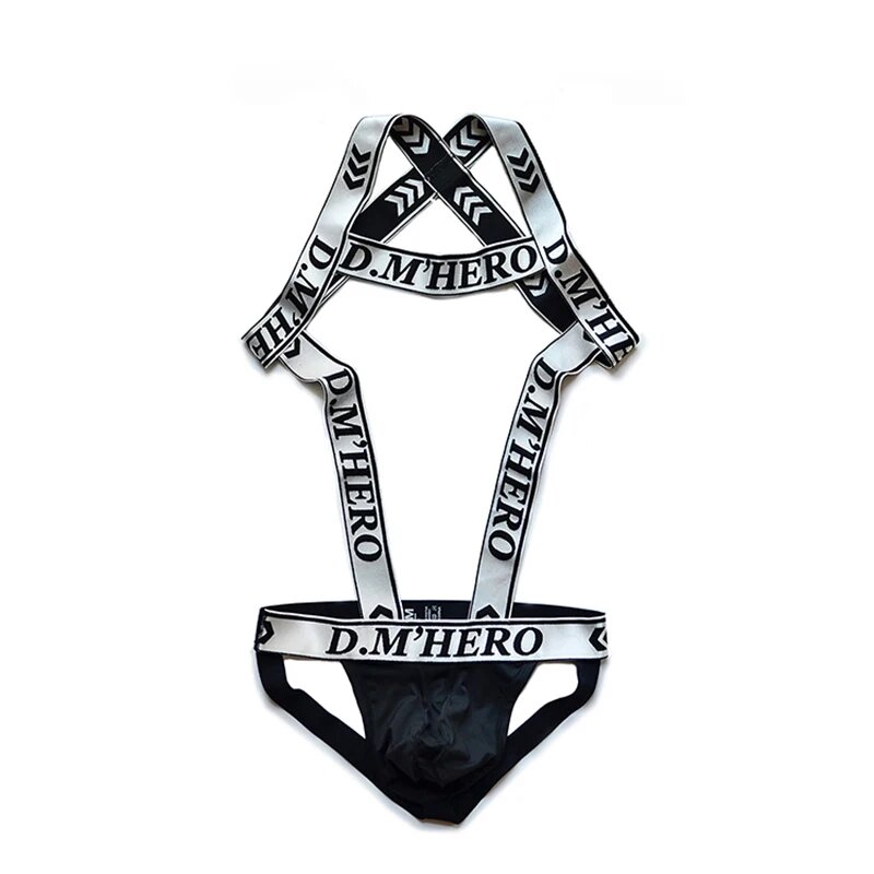 Мужские стринги D. M'Hero черные, серебристые, XL