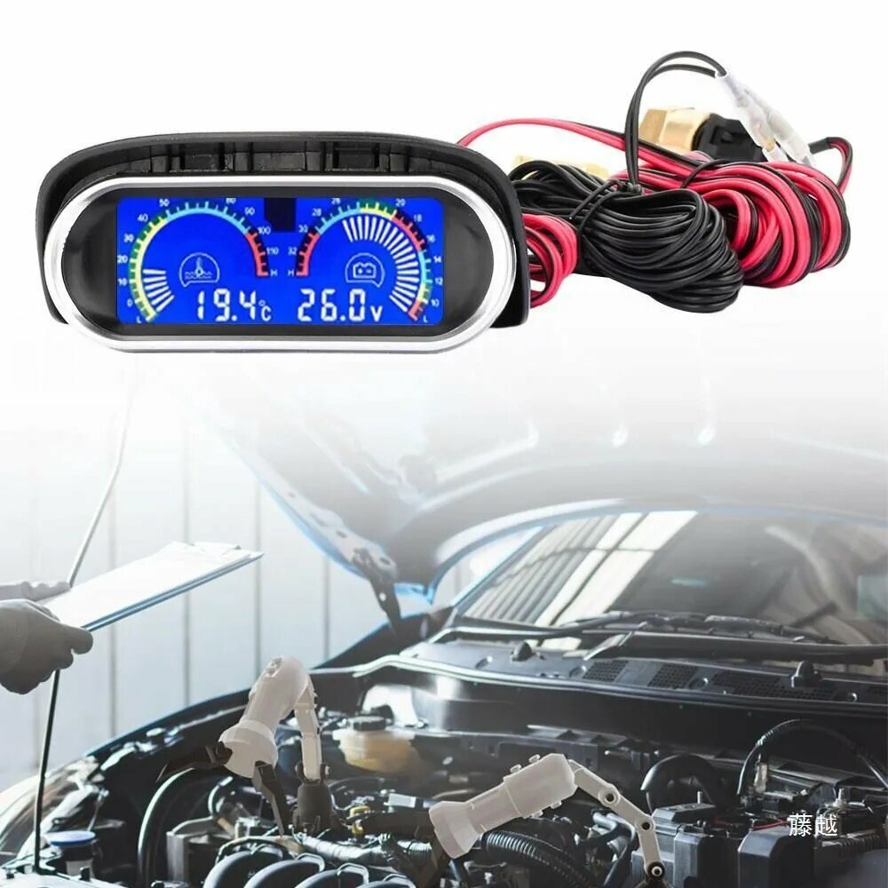 CARLIGHT 12 В / 24 В Универсальный 2-в-1 LCD электронный указатель температуры воды и давления масла