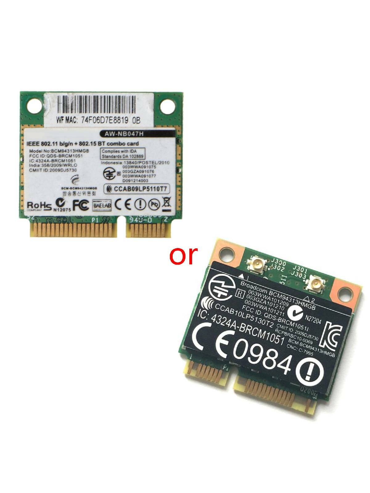 Wireless Card for BCM94313HMGB AW-NB047H Half Mini Pci-e Wifi Network Card Bluetooth-compatible4.0 Lan Adapter