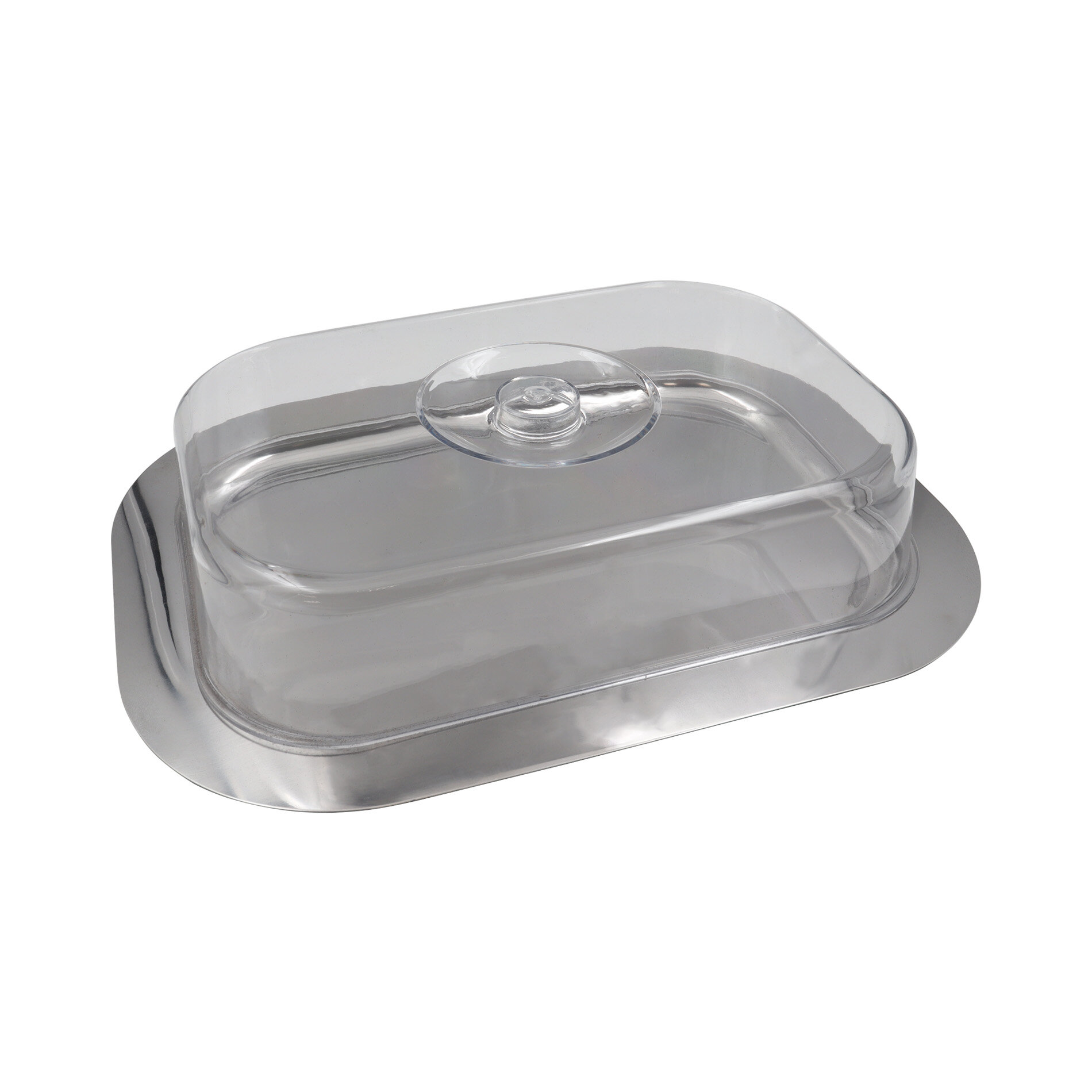 Блюдо металлическое с пластиковой крышкой, 42x31x8,5см, Paderno.