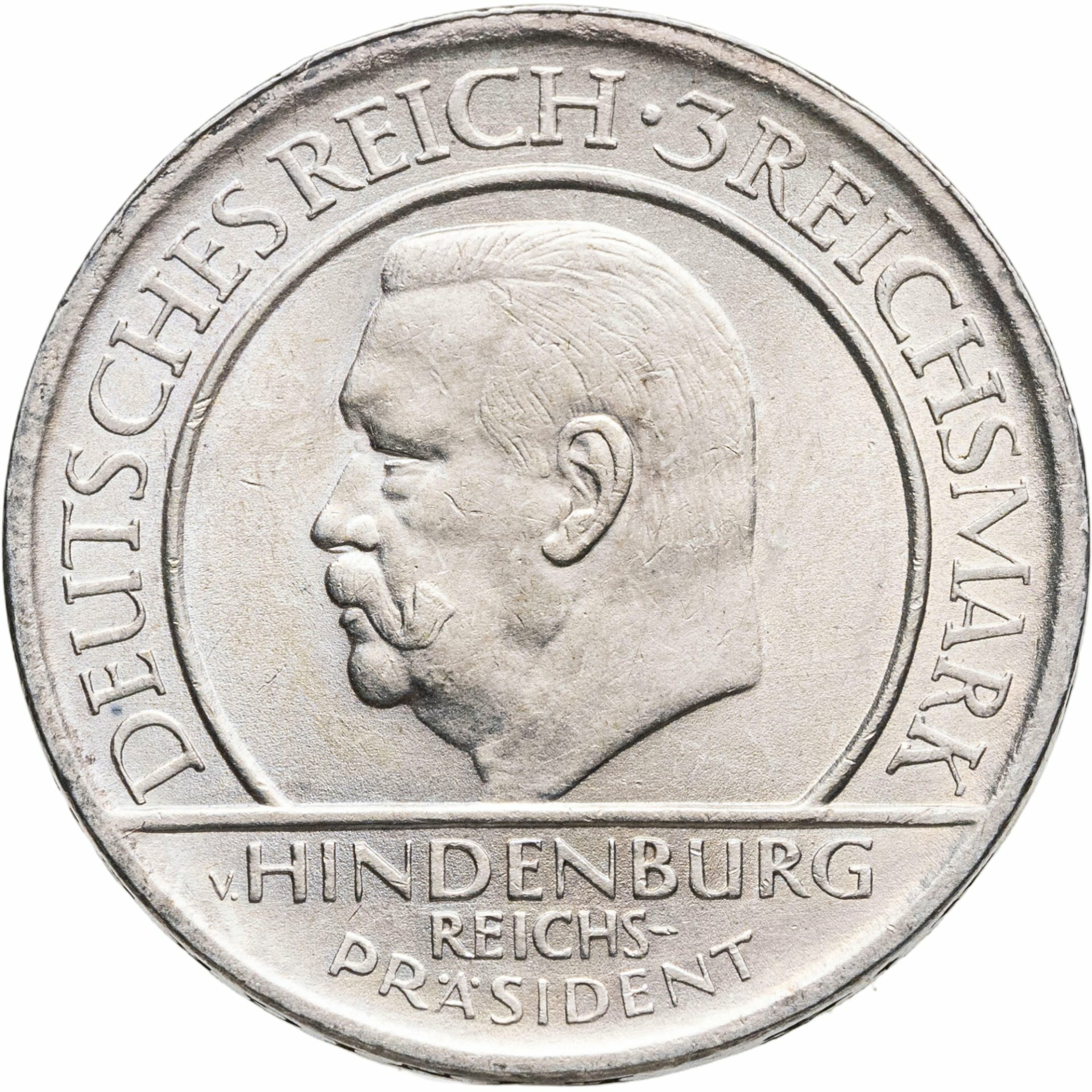 Германия 3 рейхсмарки reichsmark 1929 A "10 лет Веймарской конституции / Клятва / Гинденбург", Серебро 500, в сохранности AU
