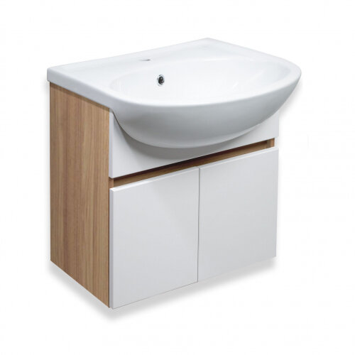 Тумба подвесная Runo Руно Лада 50 блэквуд белый под умывальник Уют 50