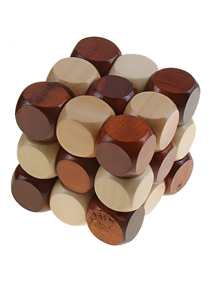 Деревянная головоломка "Кубик-змейка" (сложный уровень)