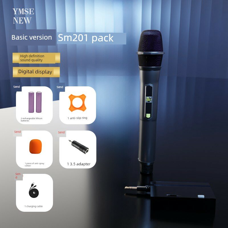 Базовый SM20 одиночный беспроводной микрофон с цифровым дисплеем и HD-звуком для караоке