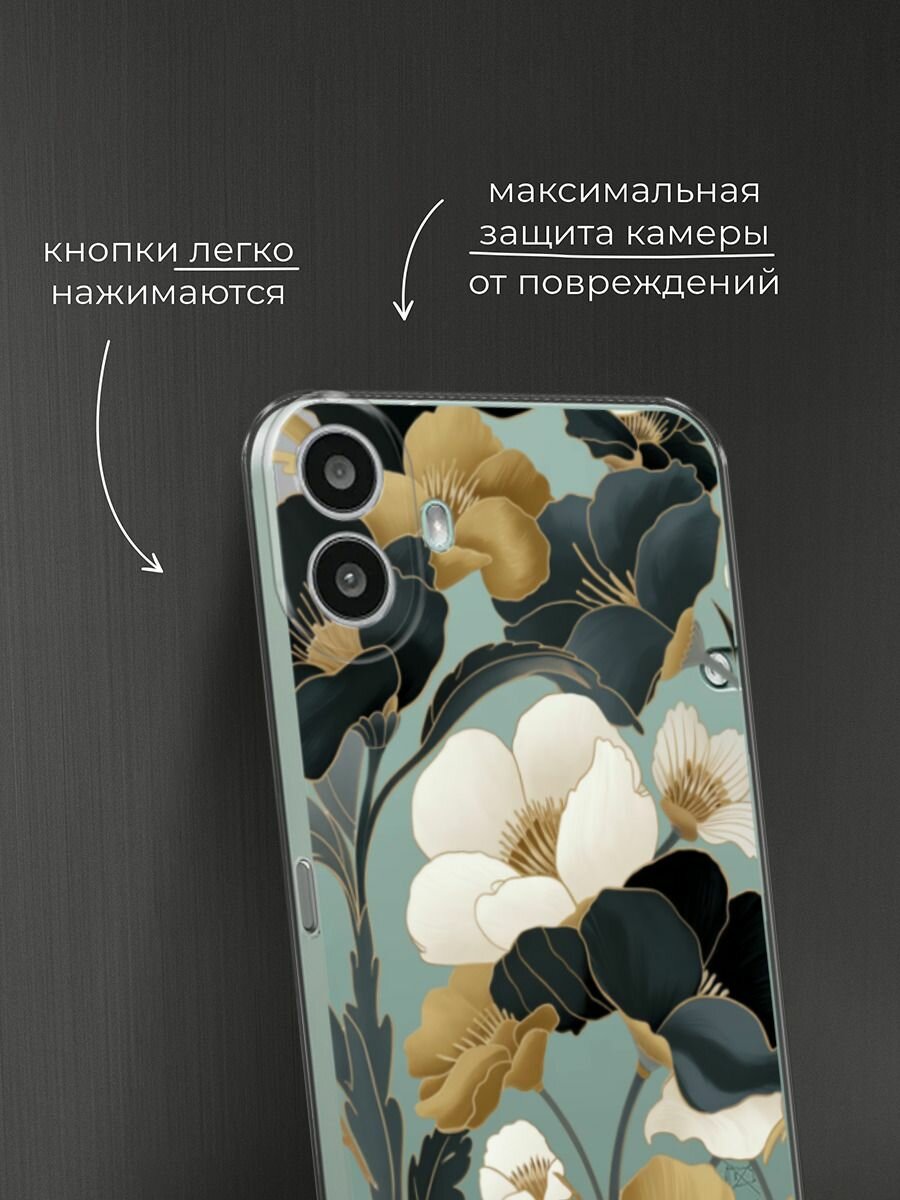 Силиконовый чехол на CMF Phone 1 / CMF Фон 1 с принтом Золотые цветы — фото 1