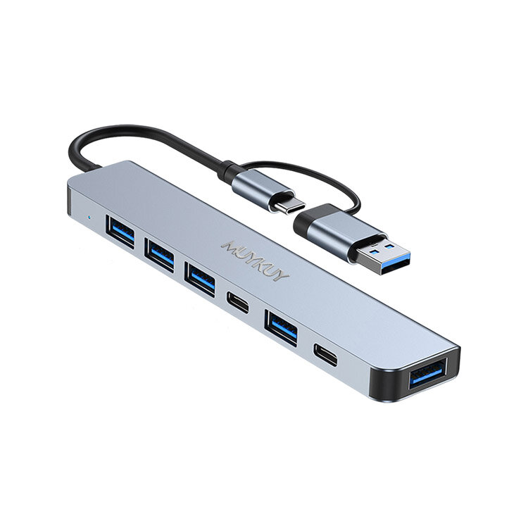 Док-станция MUYKUY USB-C, silver, для подключения нескольких устройств