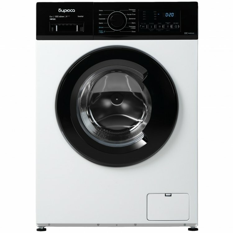 Стиральная машина фронтальная БИРЮСА WM-SM610/08 белый/черный (6 кг, дисплей, пар, дозагрузка, инвертор)