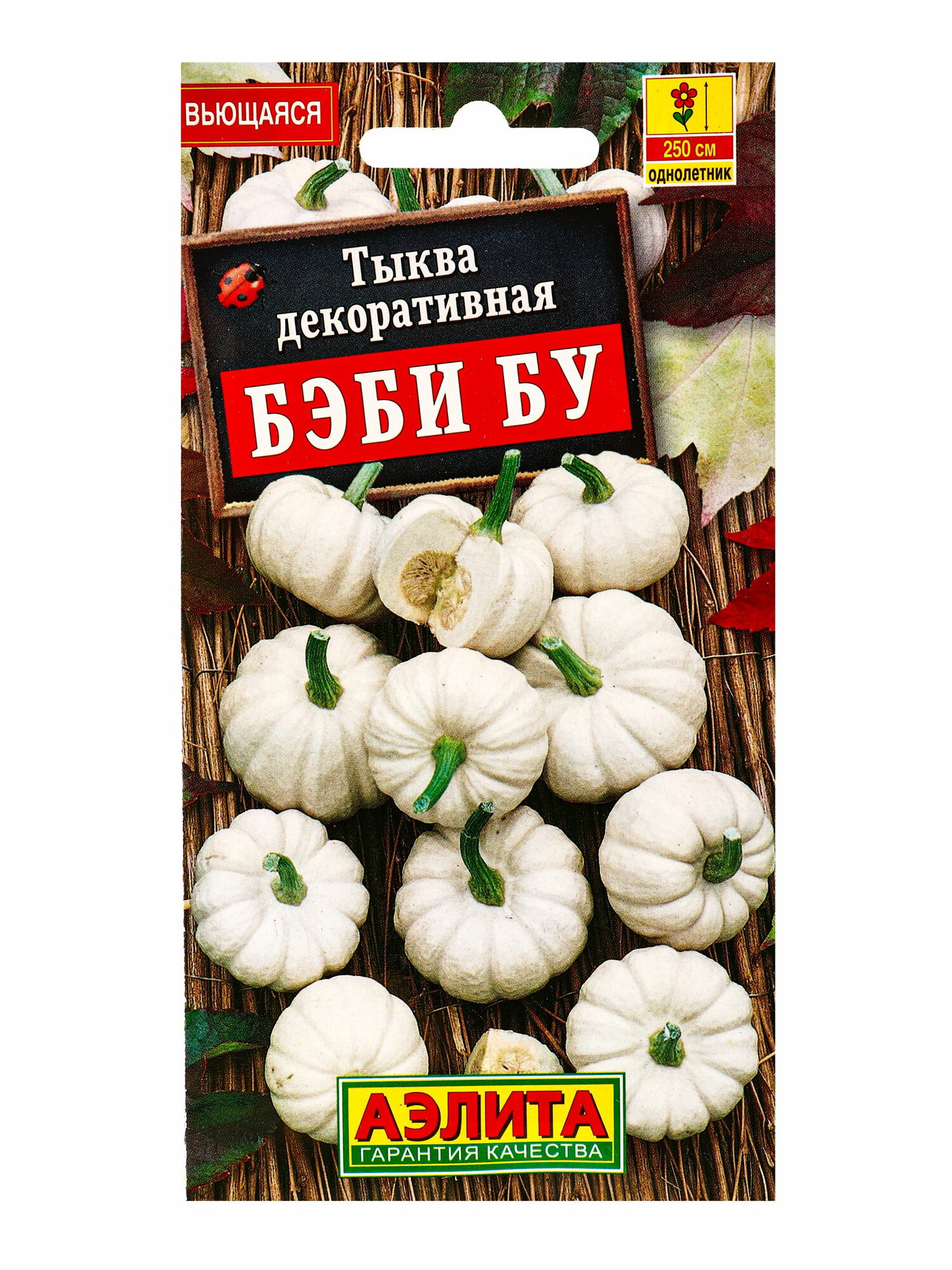 Семена цветов Тыква декоративная "Бэби бу" 0.5 г, цветение период: август, 2 шт.