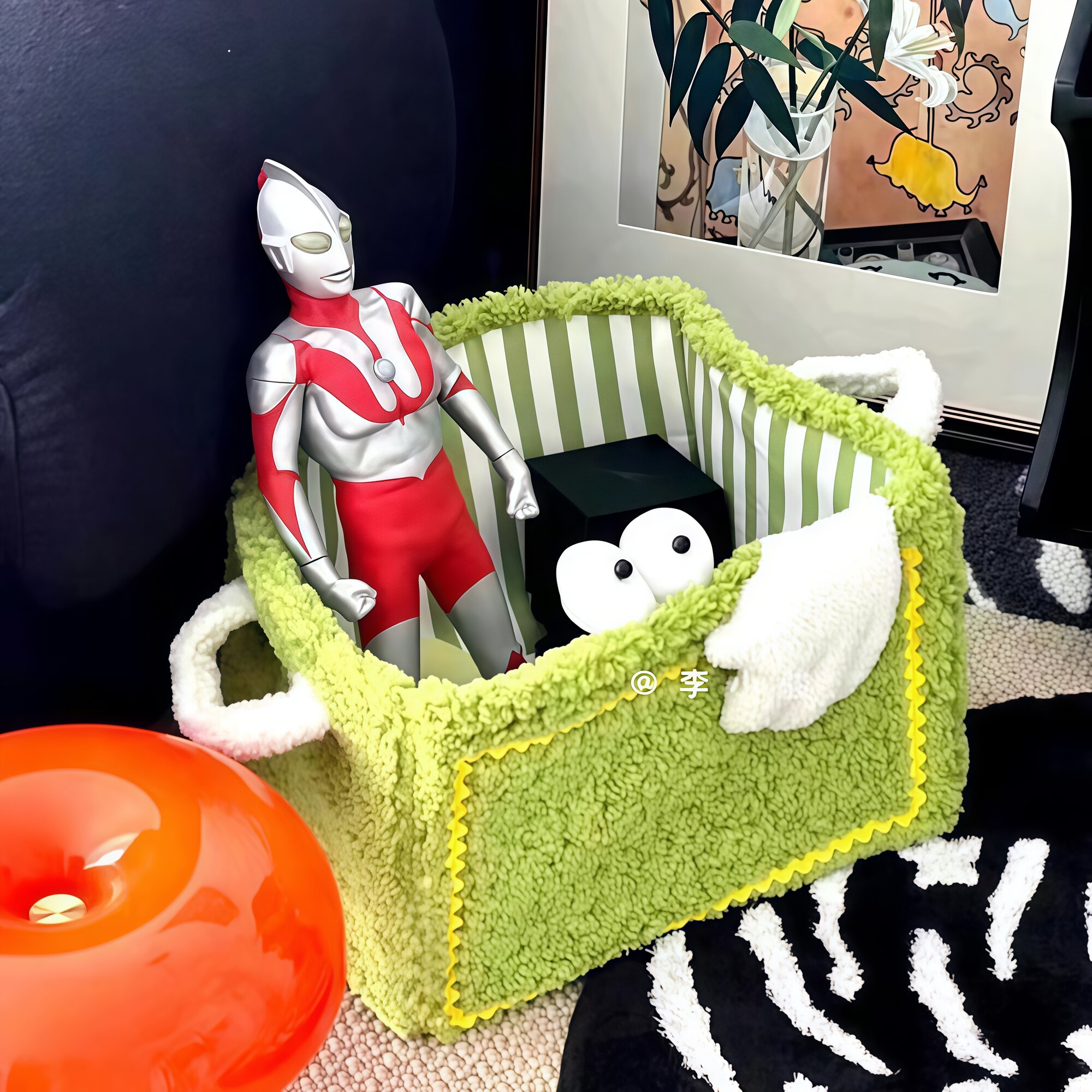 Fan Ye Jia Plush Monster Storage Basket, Stylish Toy Snack Organizer, Cute Miscellaneous Item Storage Box