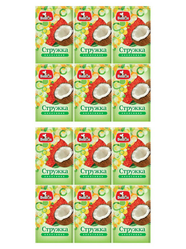 Preston Кокосовая стружка, белая, 40 г, 12 шт