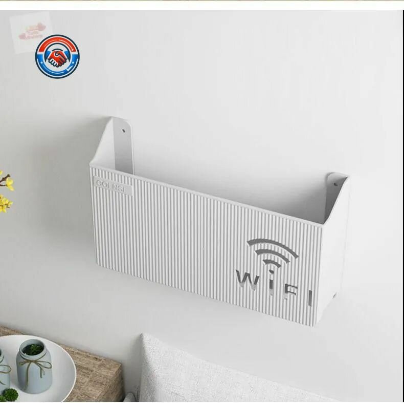 Полка-короб для Wi-Fi роутера 24146 см, настенная подставка-органайзер под роутер, ТВ-приставку и телефон, скрывает провода, белый/чёрный/серый