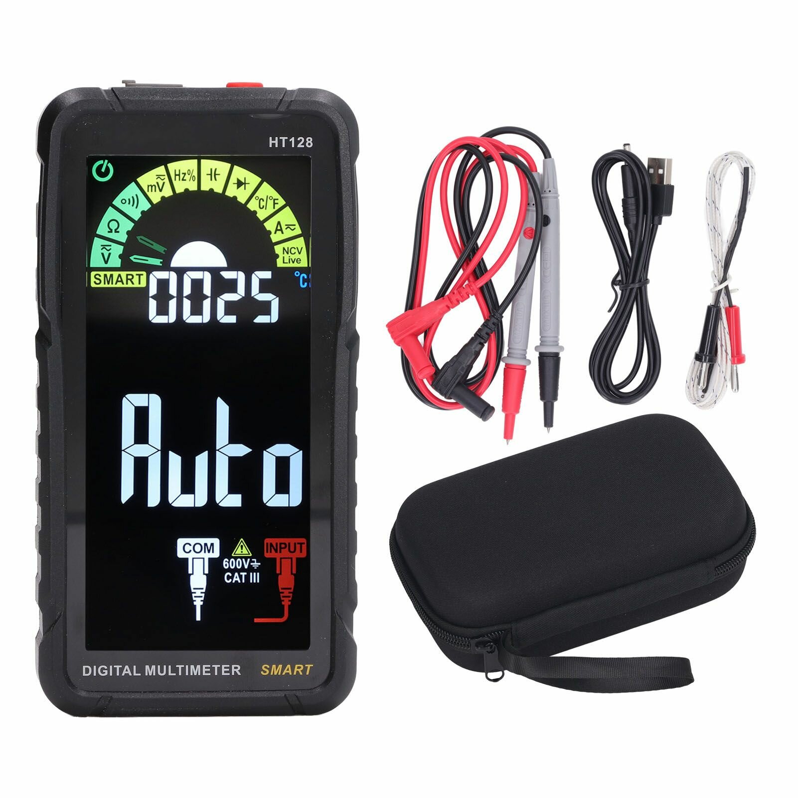 Цифровой мультиметр, автоматический цветной ЖК-дисплей, многофункциональный портативный вольтамперметр с защитой от горения, измеритель напряжения и тока