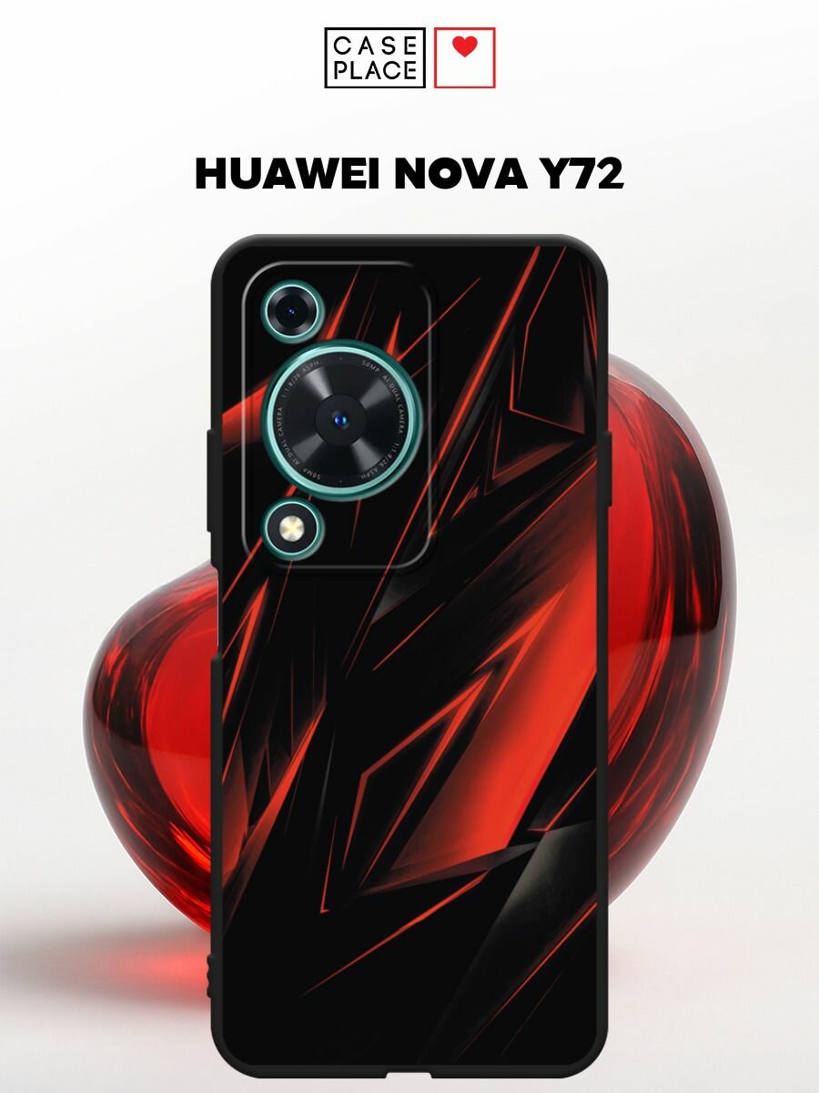 Черный матовый чехол на Huawei Nova Y72 / Хуавей Нова Y72 с принтом Текстура