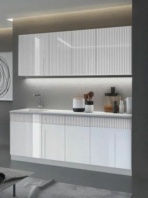 Модульная кухня Оливия МДФ 2м белый глянец со столешницей миф