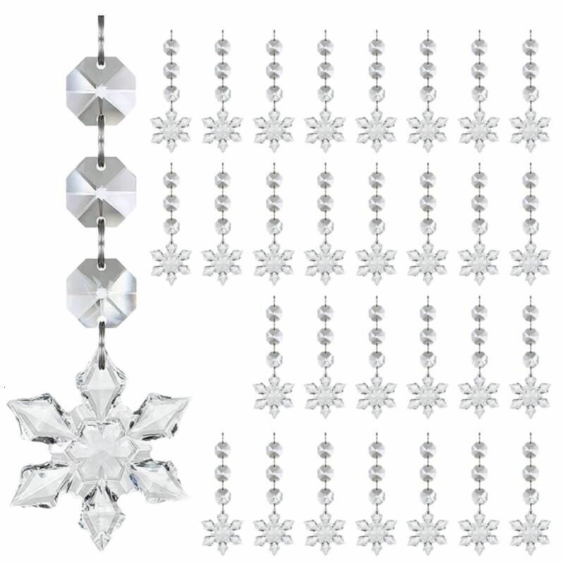 Рождественский кулон в виде снежинки из прозрачного акрилового хрусталя, 30 шт.-Набор Снежинок
