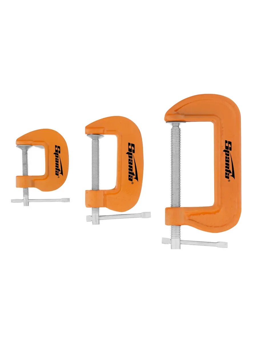 Струбцина G-образная, 25-50-75 мм, 3 шт, SPARTA 206755