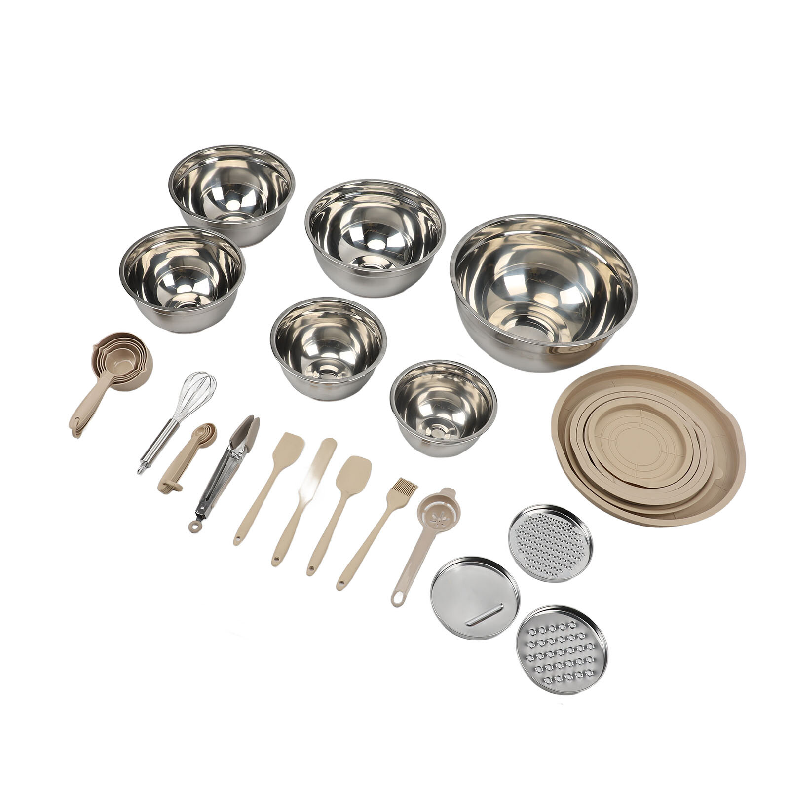 Миски с крышками, набор терок, противоскользящая силиконовая основа, набор салатников из нержавеющей стали для выпечки на кухне, цвет хаки