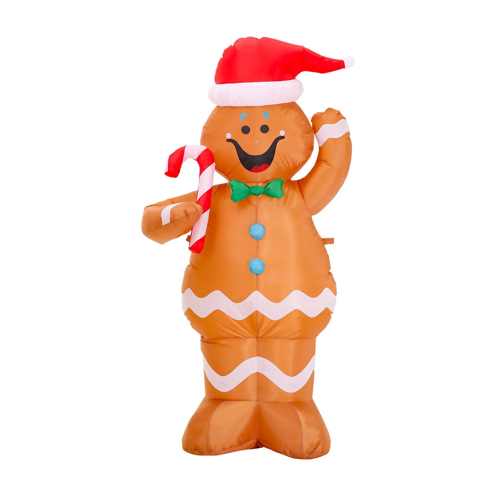 5 Ft Inflatable Multicolor LED Gingerbread Man Christmas Holiday Decorations Outdoor Ornaments Xmas New Year Party Shop Yard Garden Decoration 1.5m Ultra- 190T Waterproof Polyester Weatherproof Freestanding Light Included Energy Saving US EU Plug