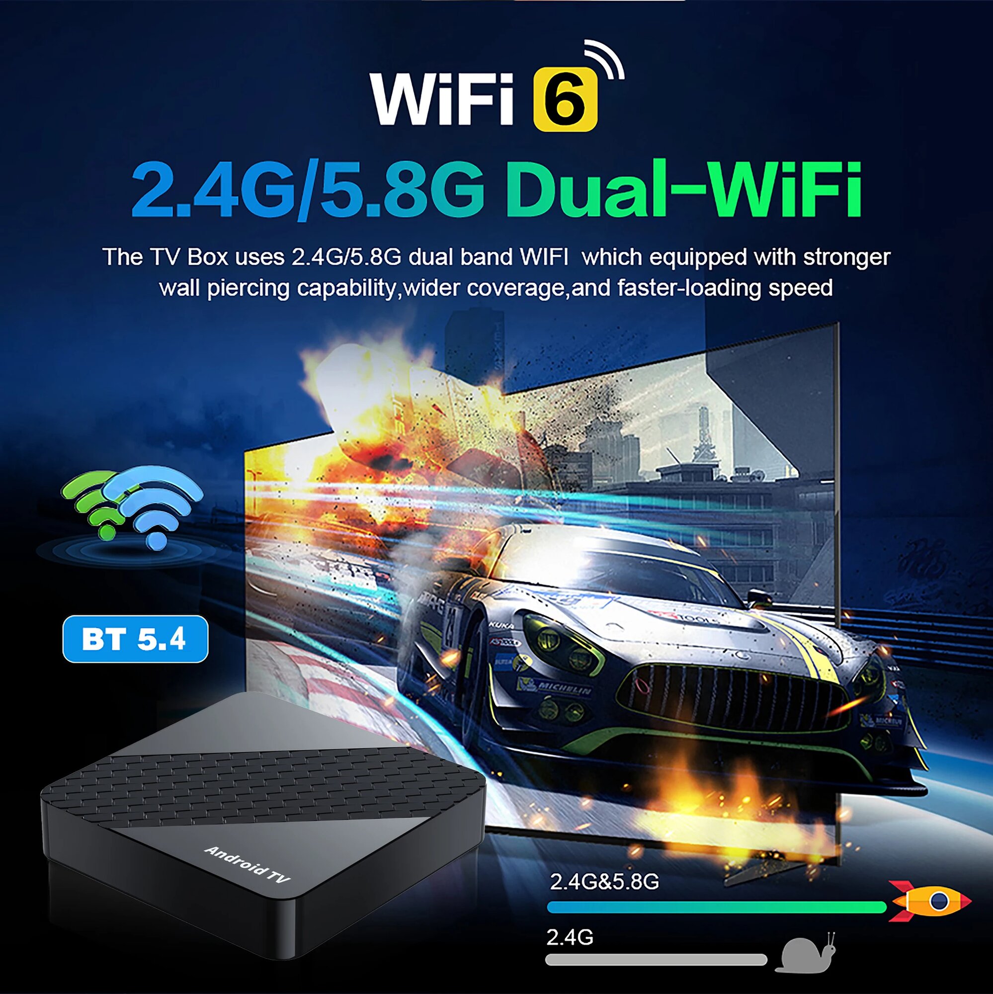 Android TV Box 4G 32G Black, EU Plug — фото 1