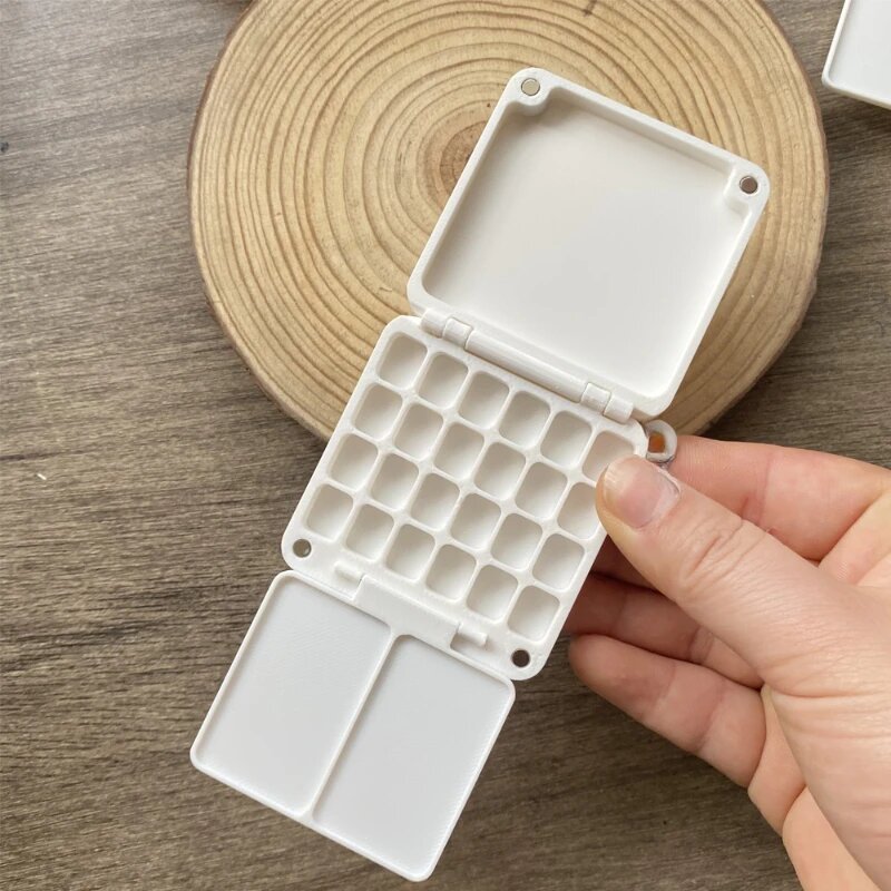 Портативная пластиковая палитра для акварели 12/24 секций Белый, white-24 grid