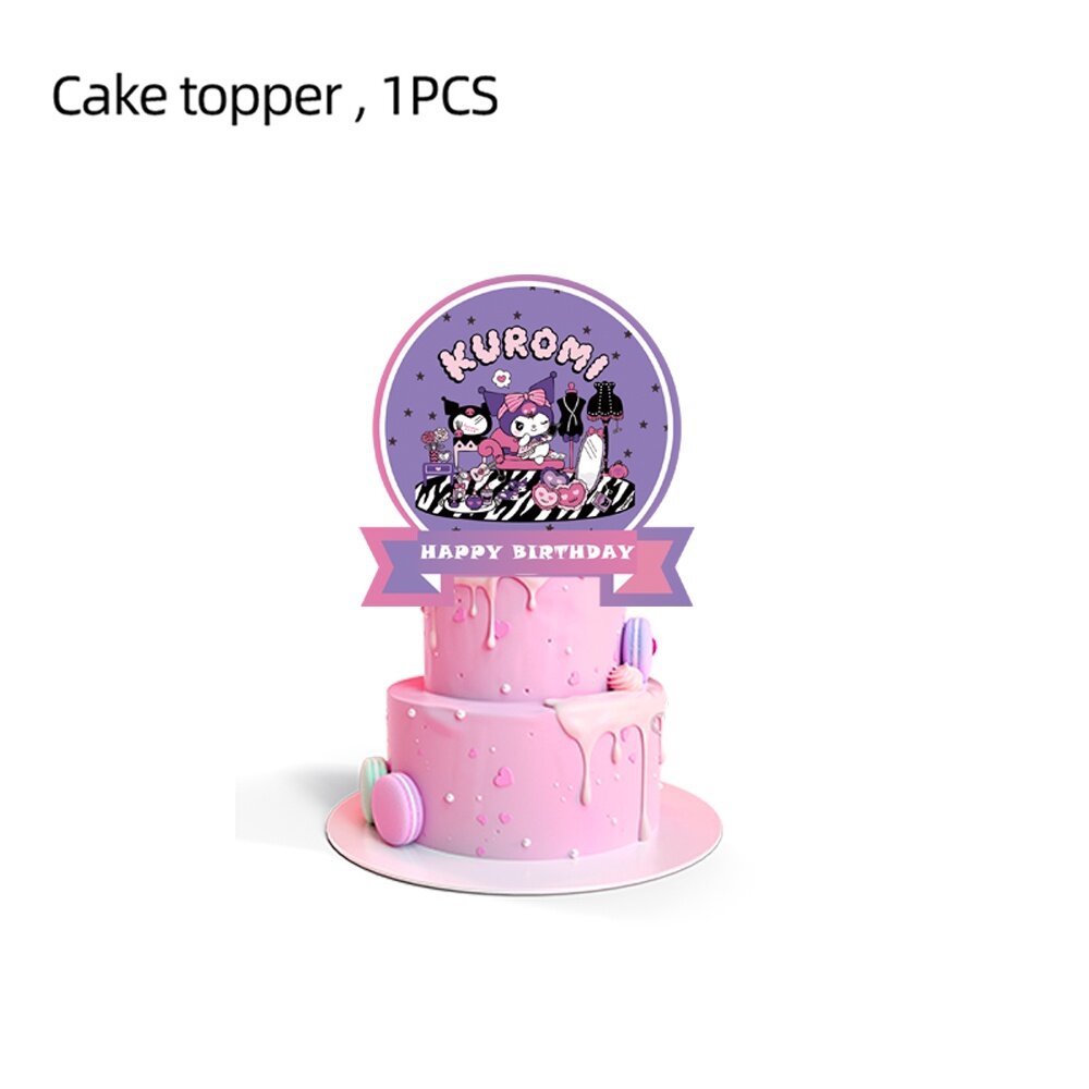 All-in-one kuromi party decor set with balloons and table accessories big cake topper