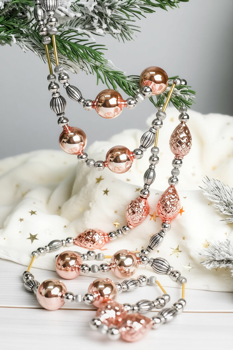 Декоративное украшение для ёлки бусы 'леколье', стекло, 180 см, Winter Deco 1001433