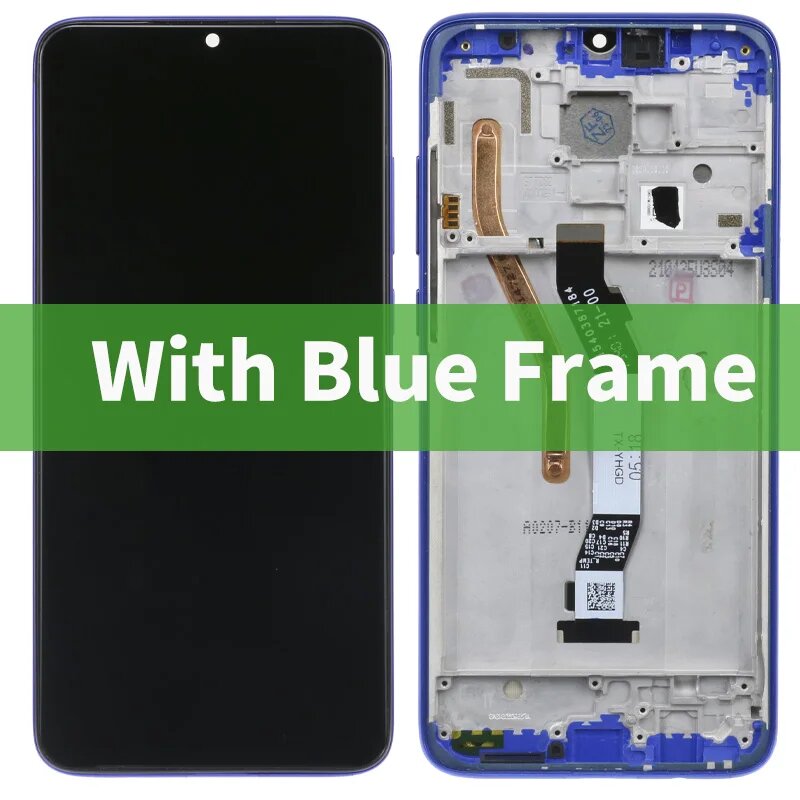 Высокое качество 6,53 "ЖК-дисплей для Xiaomi Redmi Note 8 Pro M1906G7I M1906G7G ЖК-дисплей с цифровым преобразователем сенсорного экрана в сборе, замена Blue With Frame