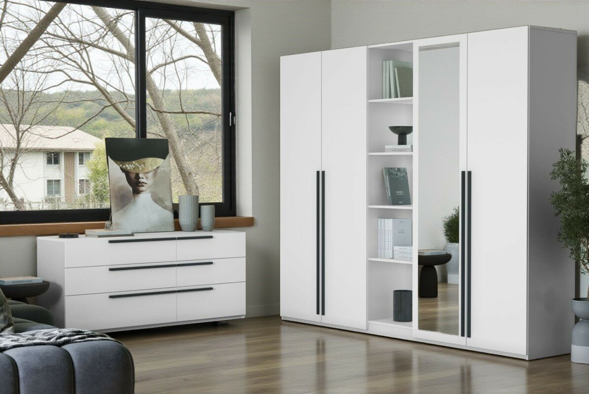 Спальня Лорена Пакс-1 Белый Фасадный 0101 NOW 360x50x210 см, Фиеста