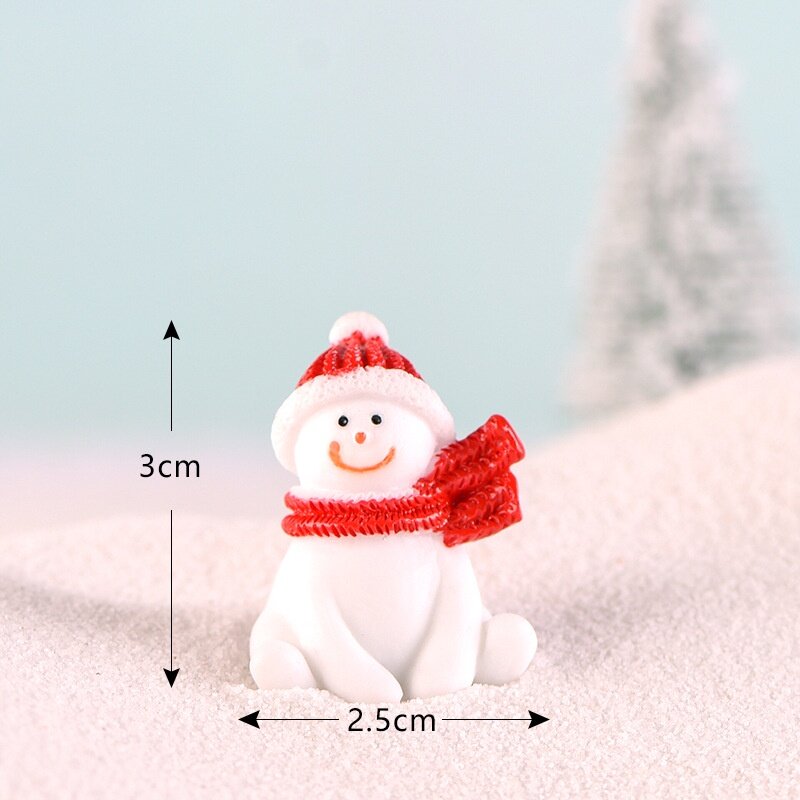 Ornament whimiscal christmas tree santa claus snowman miniature garden figurine for diy projects sit down snowman