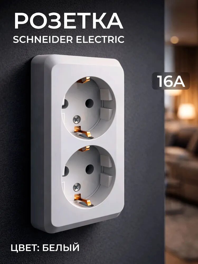 Розетка открытой установки 2-м с/з 16А белый Schneider Electric