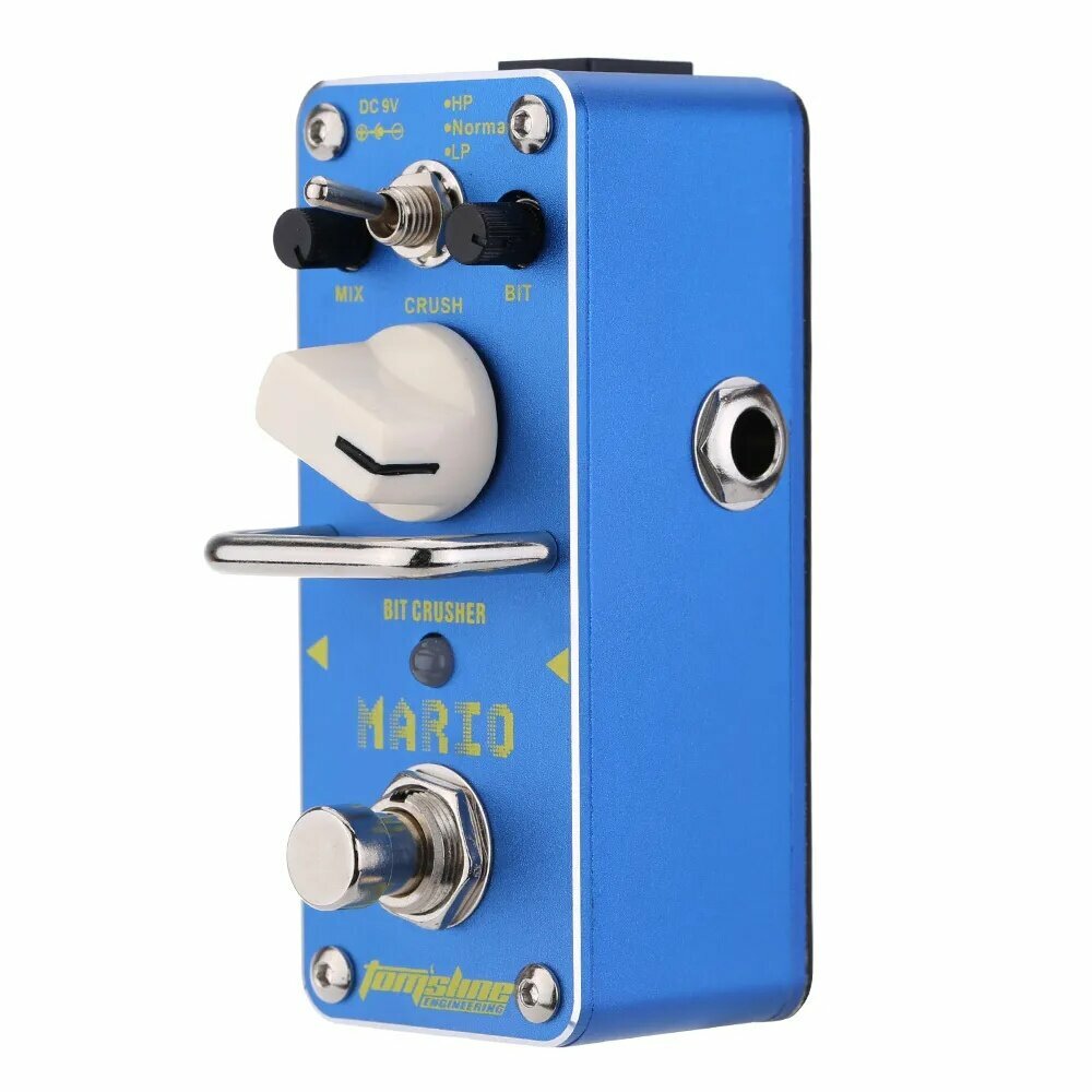Электрическая гитарная эффектная педаль AROMA AMO-3 Mario Bit Crusher Mini Single Effect с True Bypass, изготовленная из алюминиевого сплава,