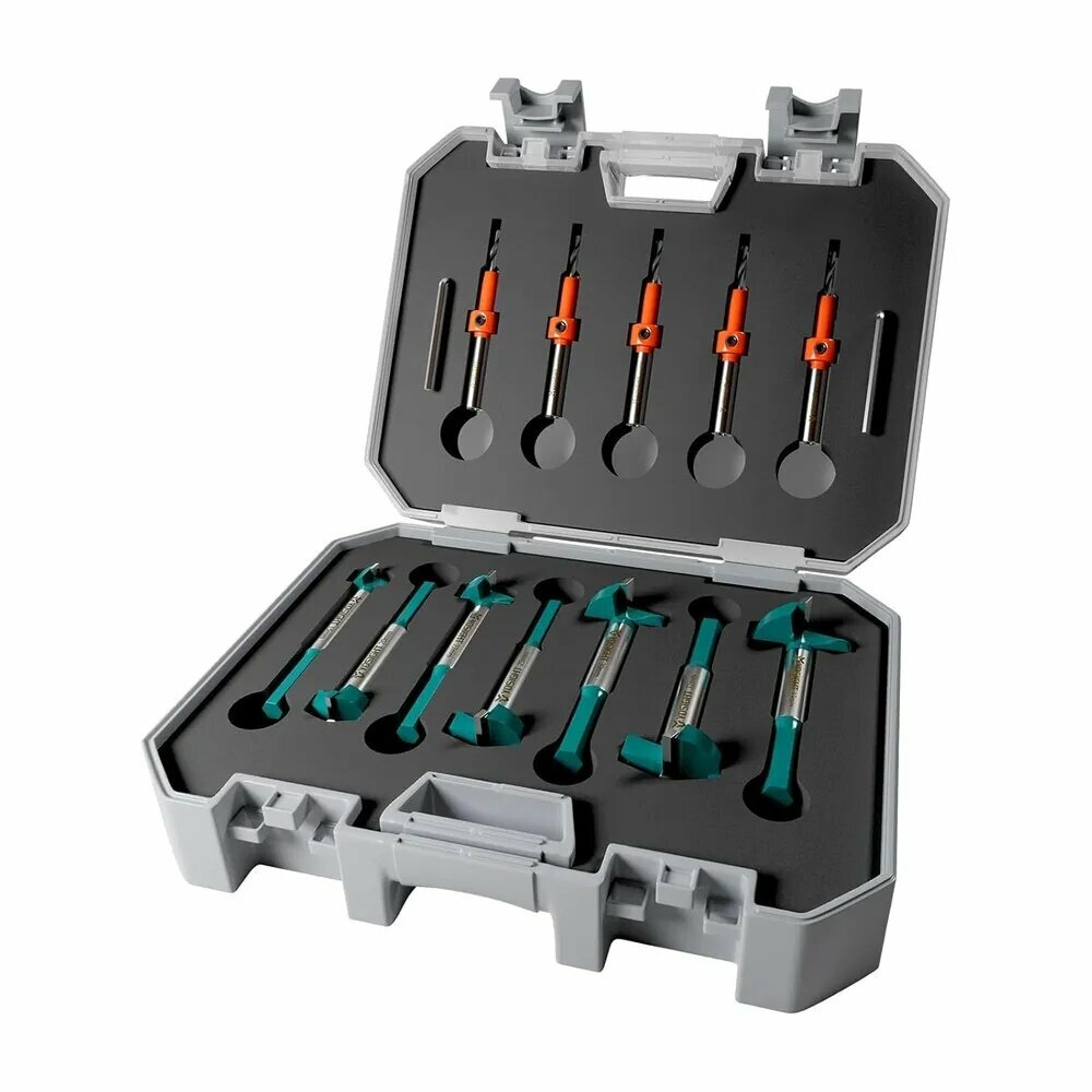 Сверло с зенкером по дереву 12шт, Набор сверл Форстнера с ограничителем