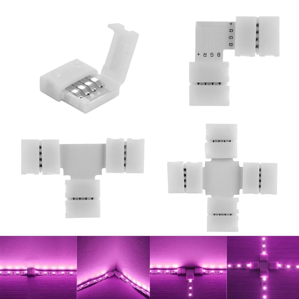 Угловой соединитель для RGB LED ленты 10 мм 4 pin 4Pin L Shape 10mm