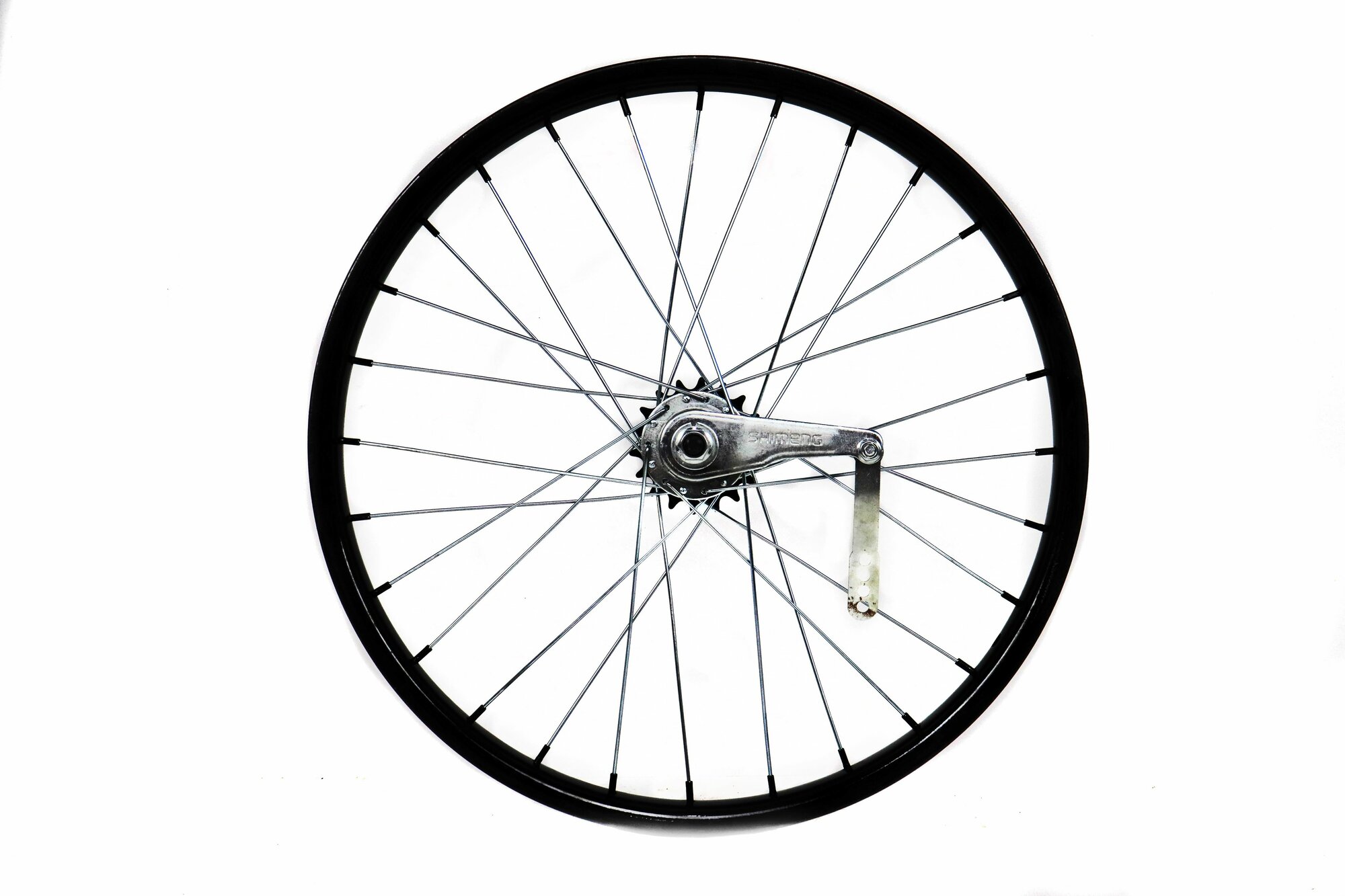 Обод 20" задний с тормозной втулкой, черный стальной