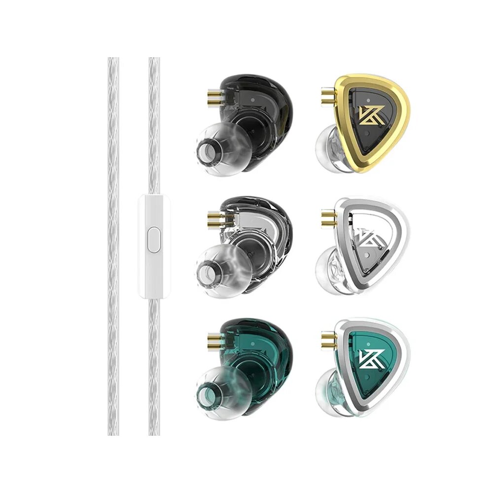 Наушники KZ EDA (3 pairs set) with Mic, динамические, внутриканальные, (bass/balanced/hi-res version), transparent