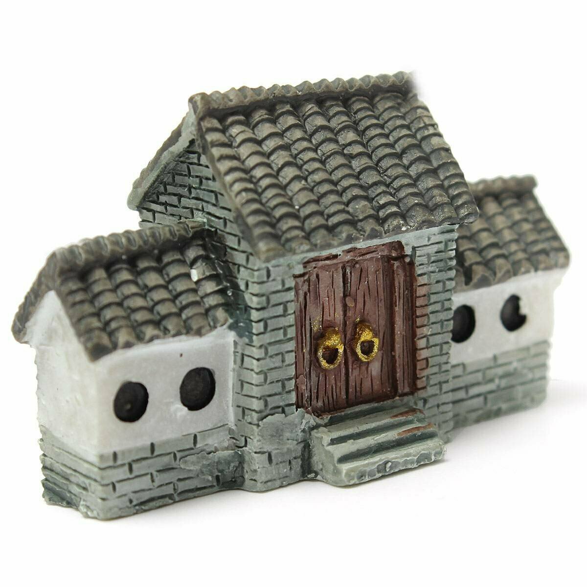 Миниатюрная вилла, дом, орнамент в горшке, ворота древнего города Китая, серый цвет