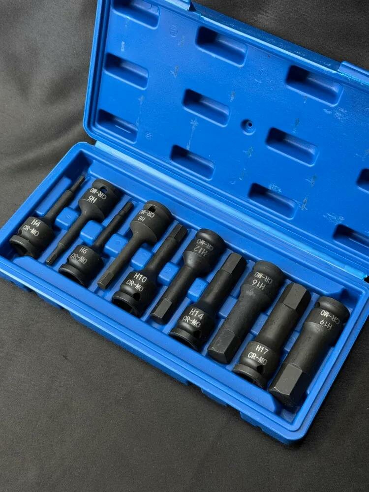 Набор ударных гильз из хромомолибденовой стали высокой прочности, пневматический шестигранный внутренняя 1/2 головка гильзы для пневматической пушки, упаковка 10 штук