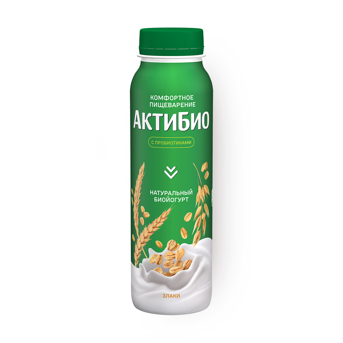 Биойогурт АктиБио Злаки, питьевой, 1,6% жирности, пластиковая бутылка, 260 г