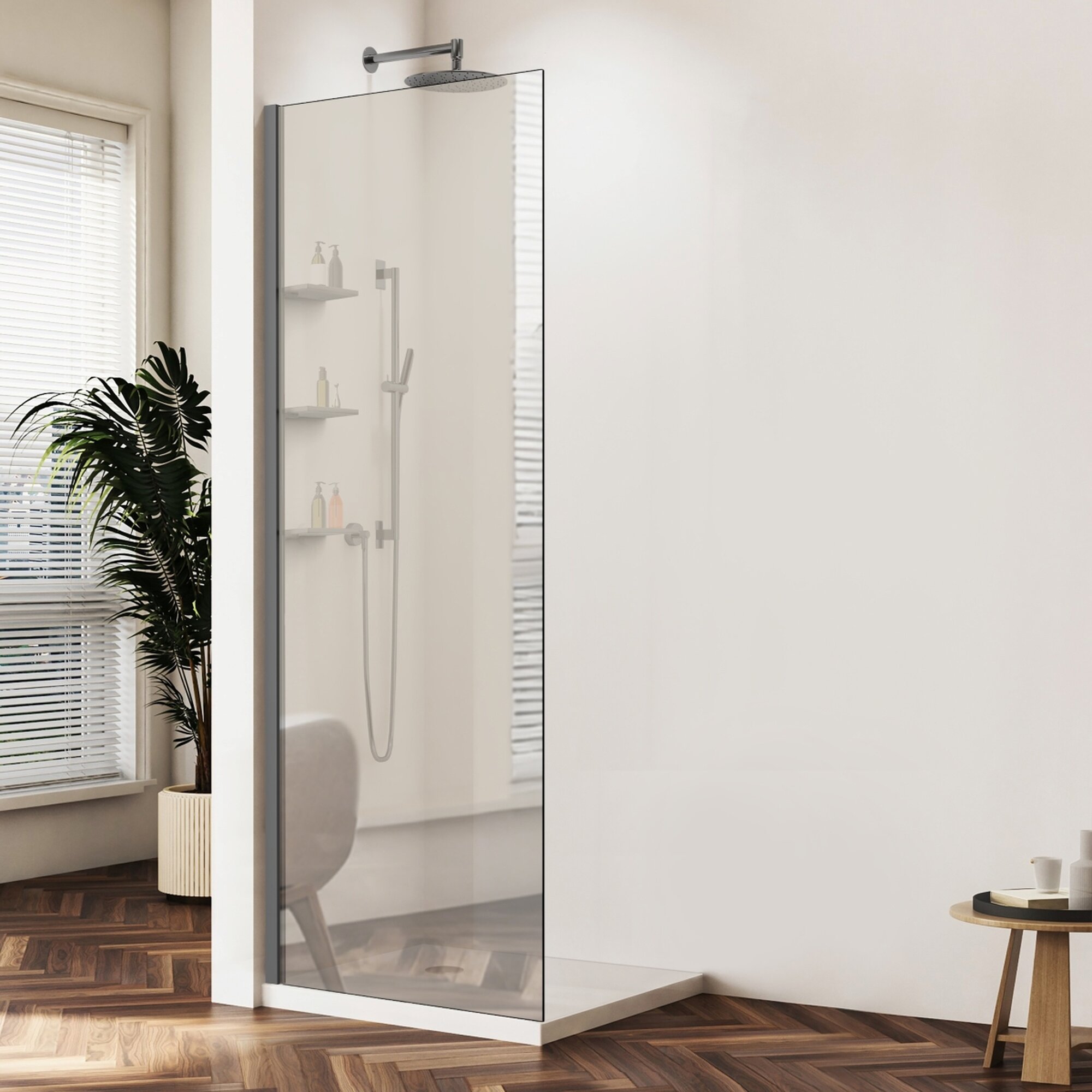 Душевая перегородка Волк-Ин (Walk-In) VSW-1HWS100MRGM, 1000*2000, вороненая сталь, стекло зеркальное