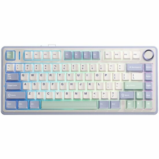 Клавиатура Aula F75, Gray Switches, проводная, беспроводная, BT/Radio, Purple-Beige-Green (80003816)