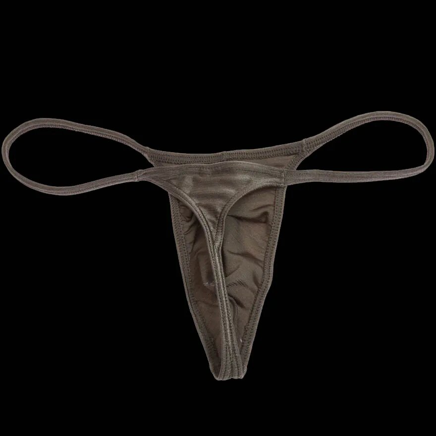 Мужские блестящие стринги из нейлона и спандекса М, Зеленый, Olive Green