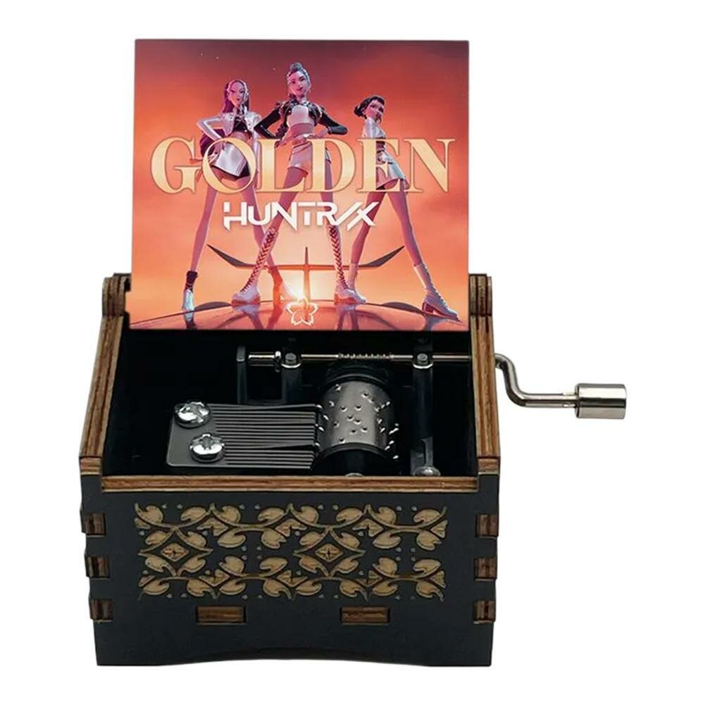 Деревянная музыкальная шкатулка с ручным заводом, резной дизайн