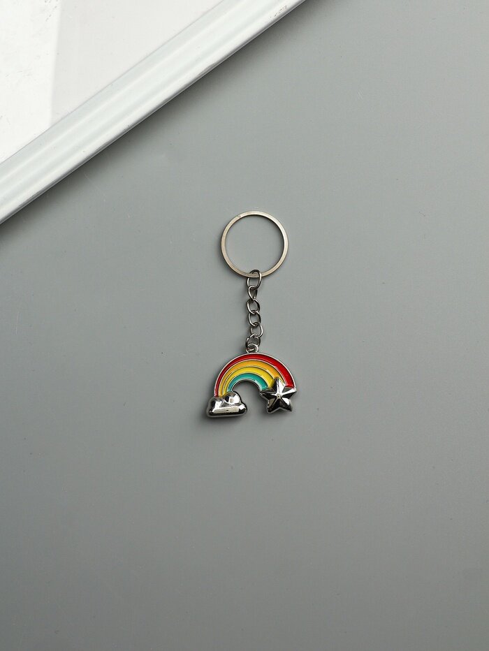 Брелок для ключей на кольце Радуга с облаком и звездой, 3×3.9×0.5 см, 12 шт.