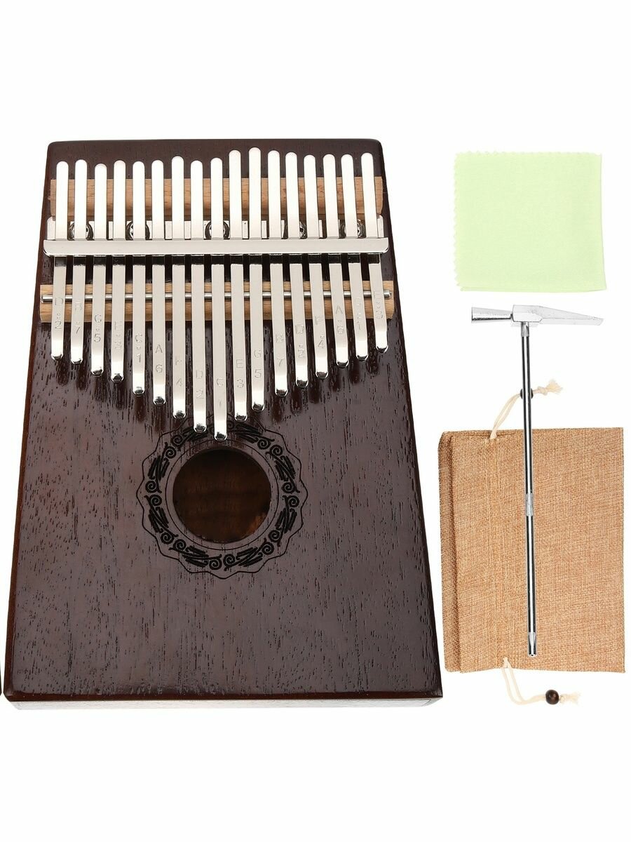 Деревянная Каллимба С 17 Клавишами, Музыкальный Инструмент Для Взрослых И Детей, Коричневый Цвет, 18x13см