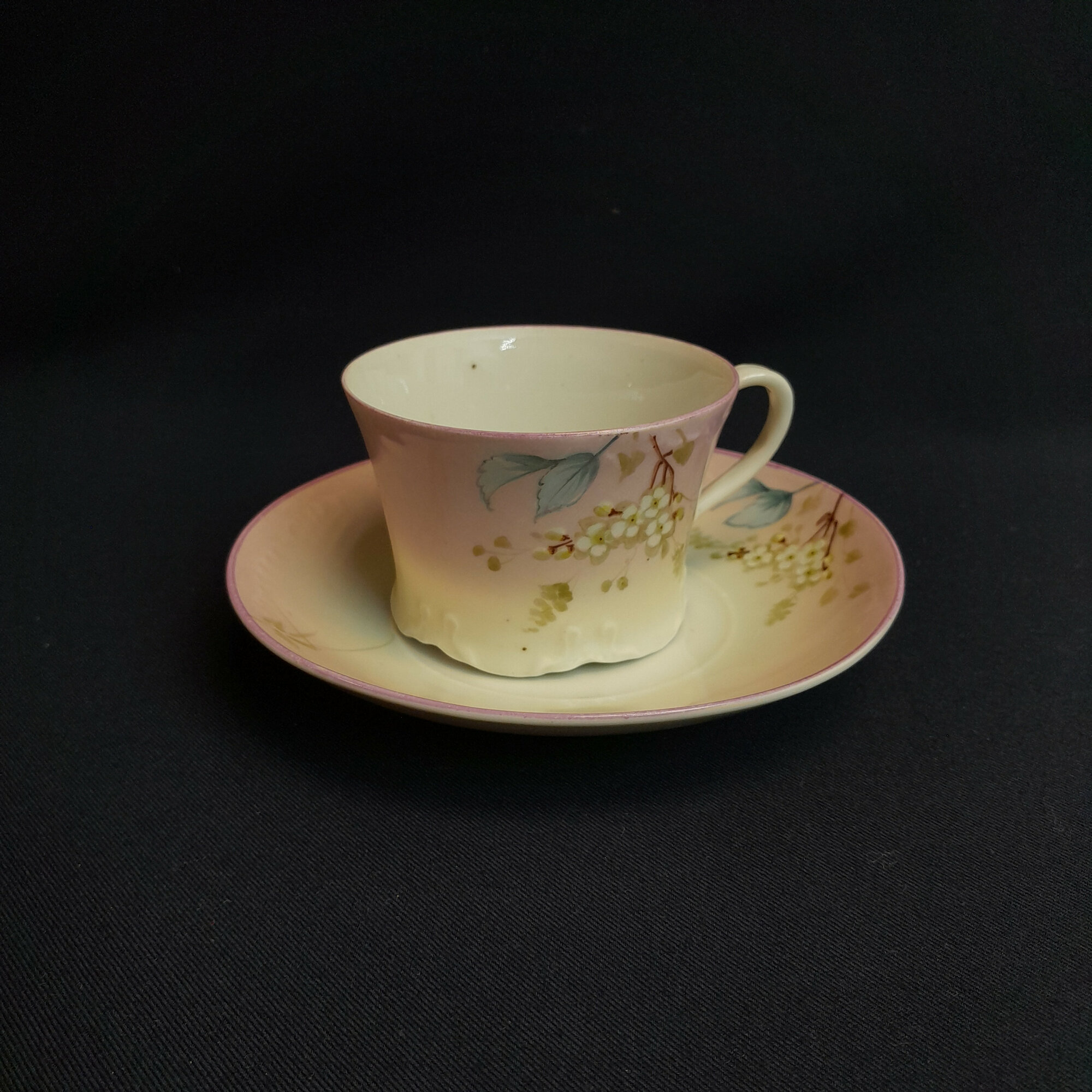 Чайная пара товарищество Кузнецова 1917г, розовое крытье, атиквариат