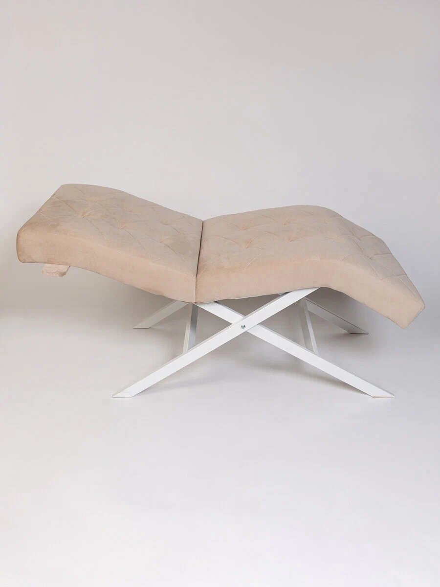 Кушетка Almadi, анатомическая, для наращивания ресниц и татуажа, велюр, цвет бежевый