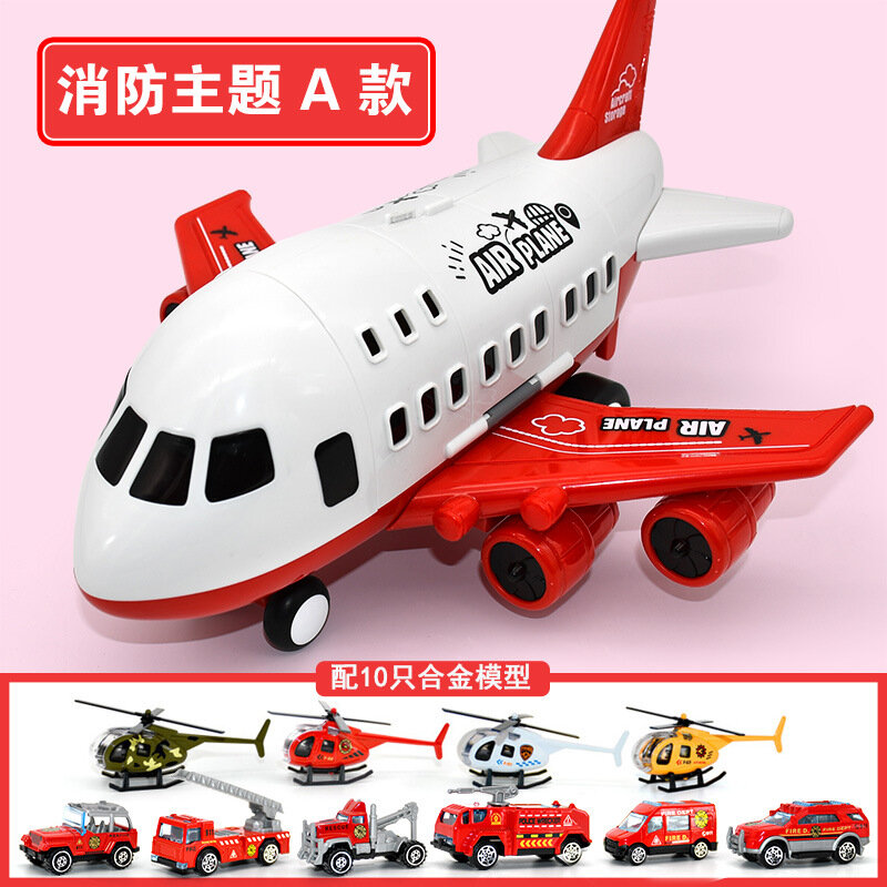 Набор игрушек для детей: большой пассажирский самолет, складная пластиковая модель самолета, инерционная игрушечная машина для мальчиков